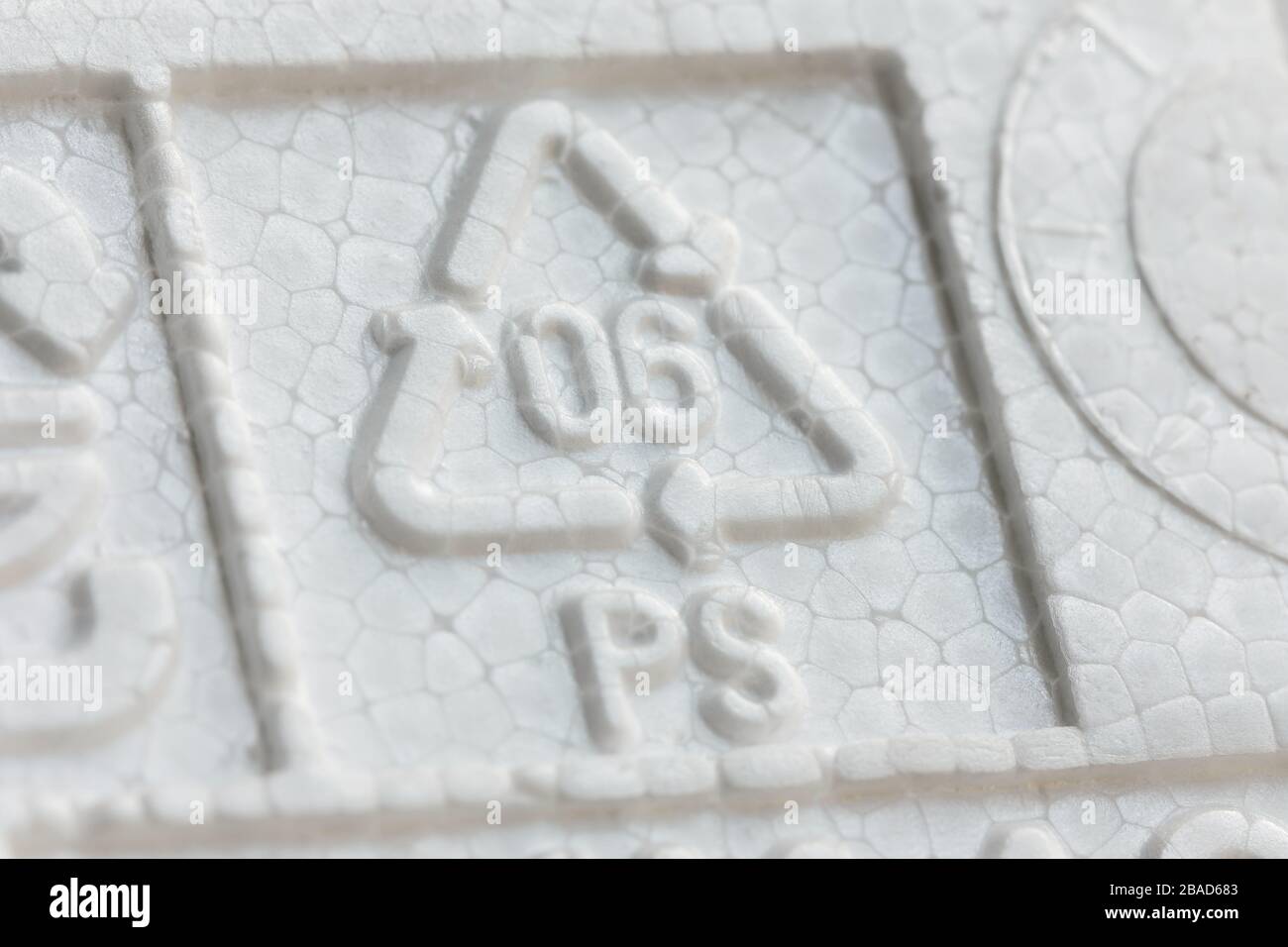 Styrofoam recycling symbol PS 06, recycle arrow triangle, six type logo ...