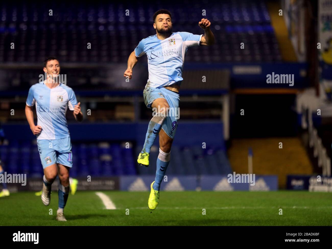 Coventry City's Maxime Biamou celebrates scoring his side's third goal ...