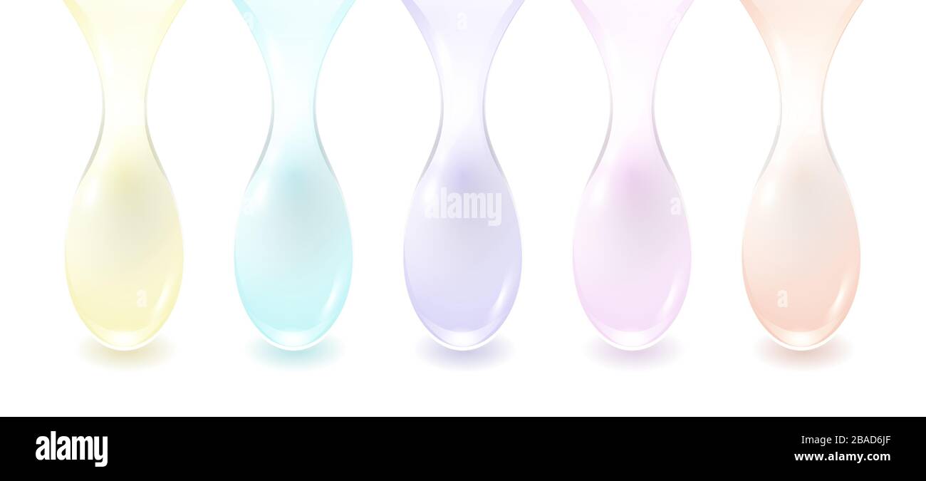 Vector set of cream dripping pastel drops isolated on white background ...