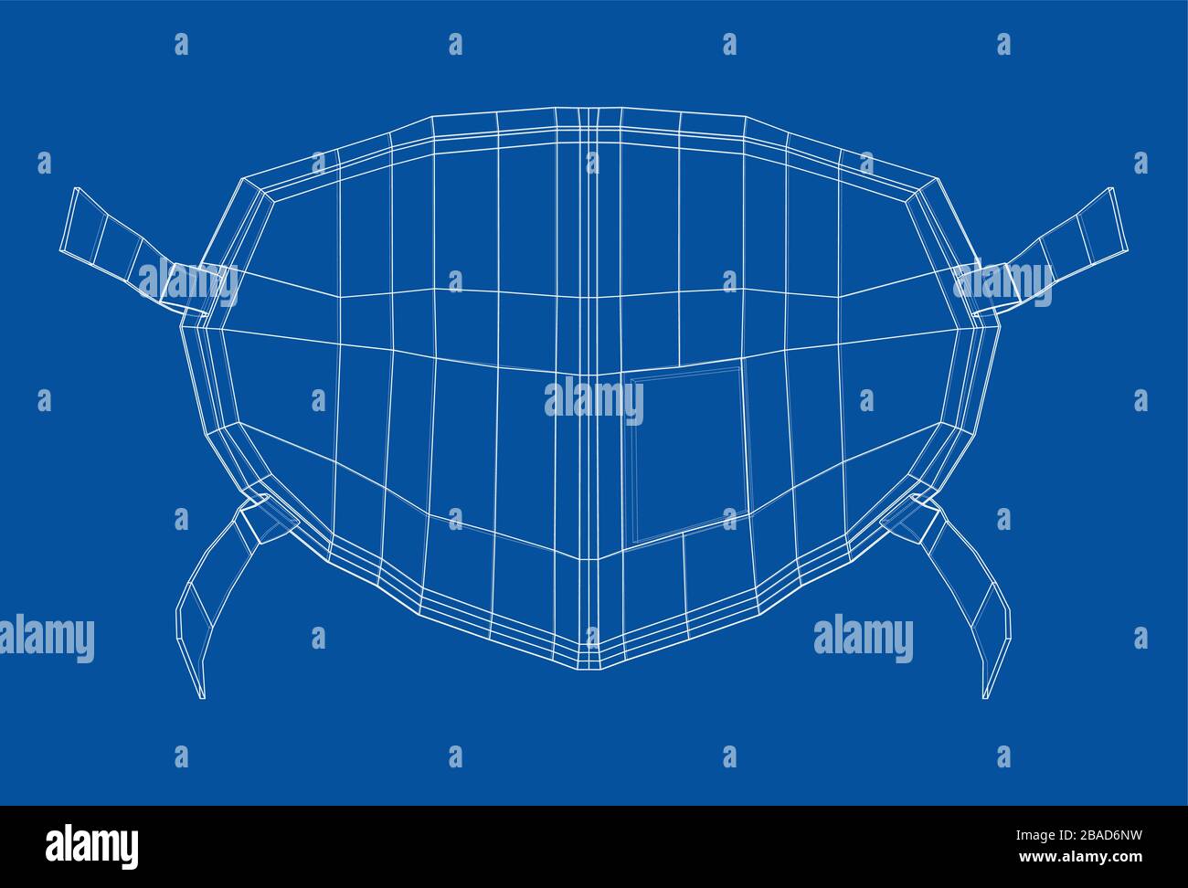 Medical surgical mask. Blueprint style. Vector rendering from 3D model ...