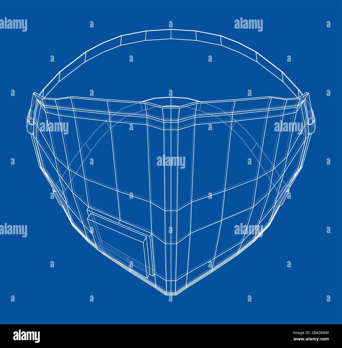 Medical surgical mask. Blueprint style. Vector rendering from 3D model ...