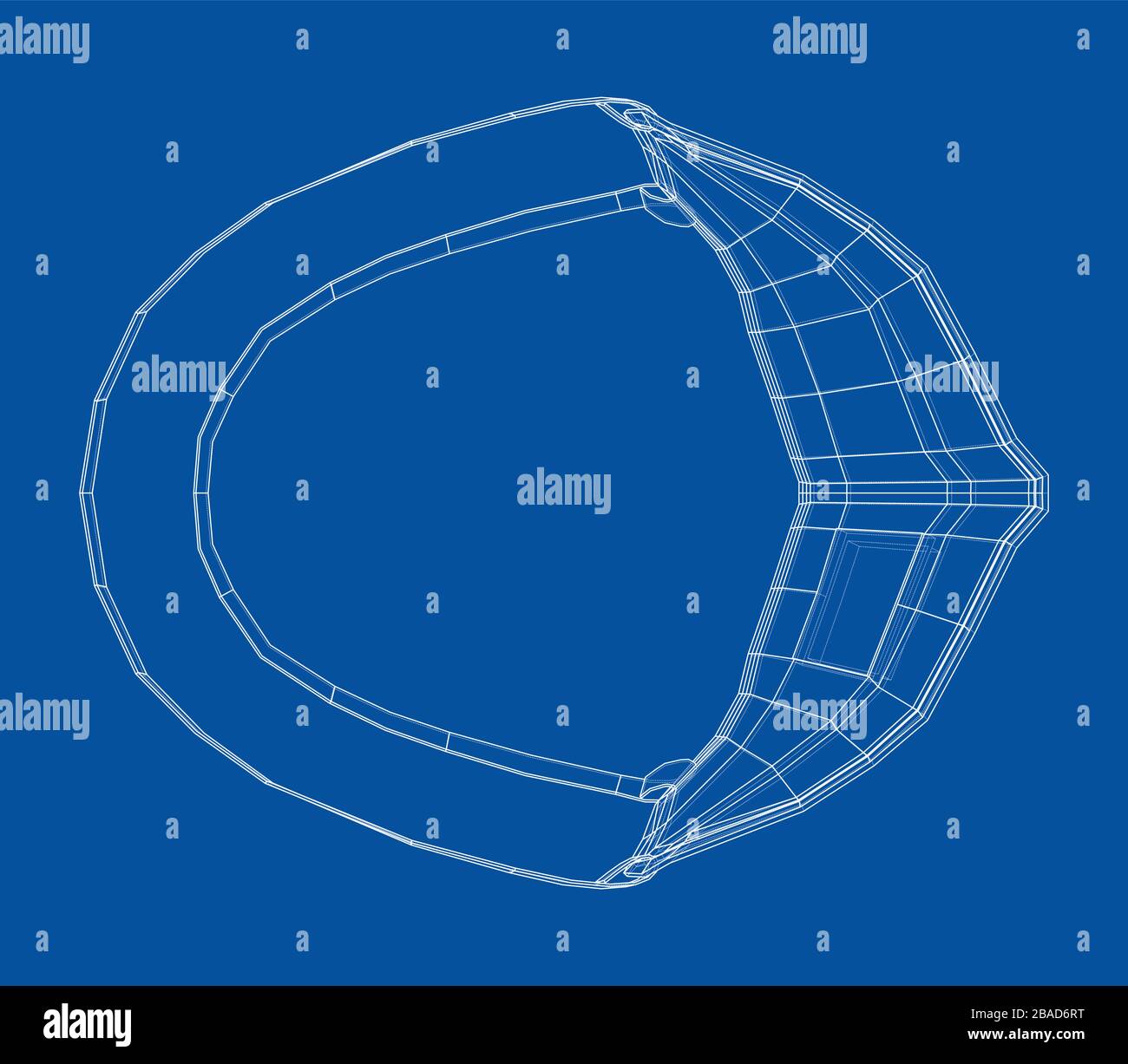 Medical surgical mask. Blueprint style. Vector rendering from 3D model ...
