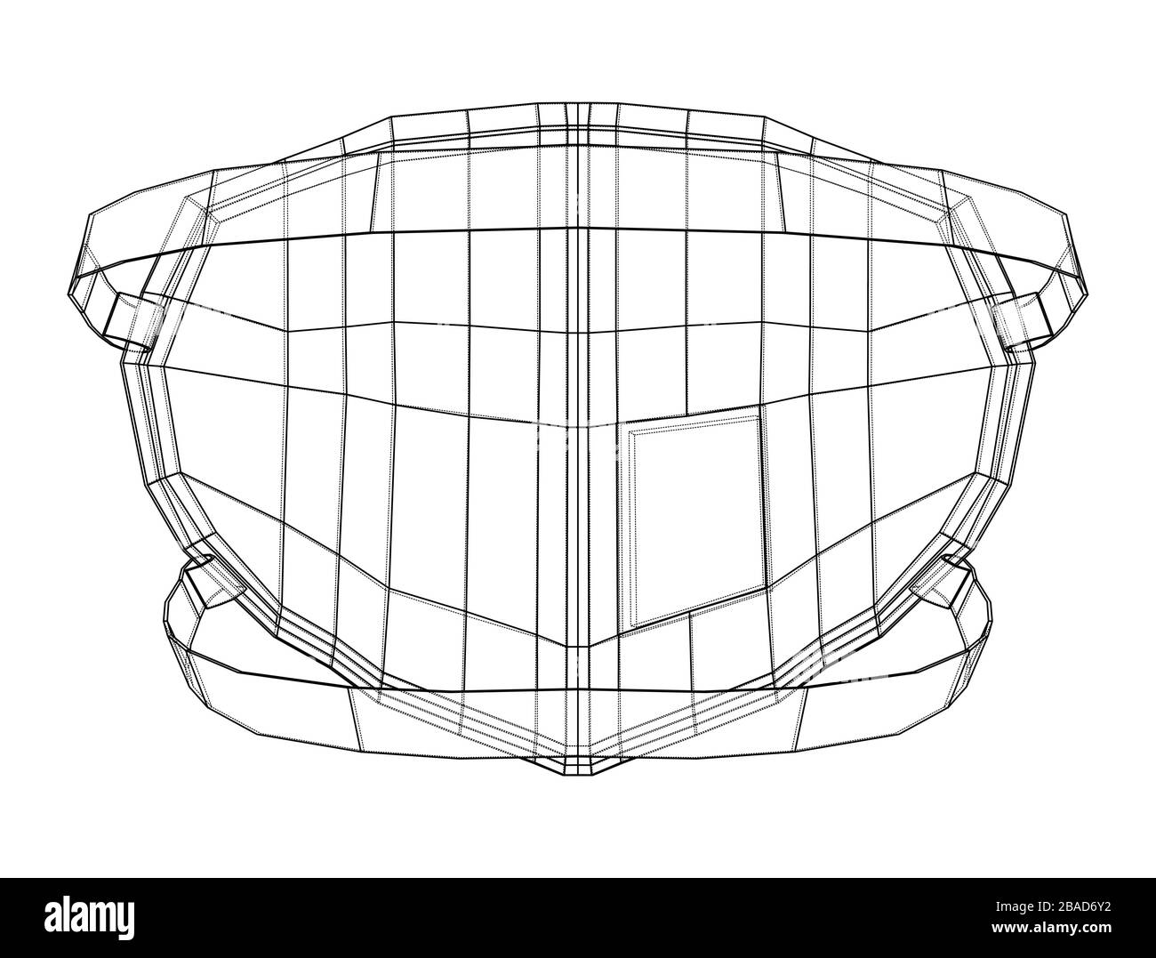 Medical surgical mask. Blueprint style. Vector rendering from 3D model ...