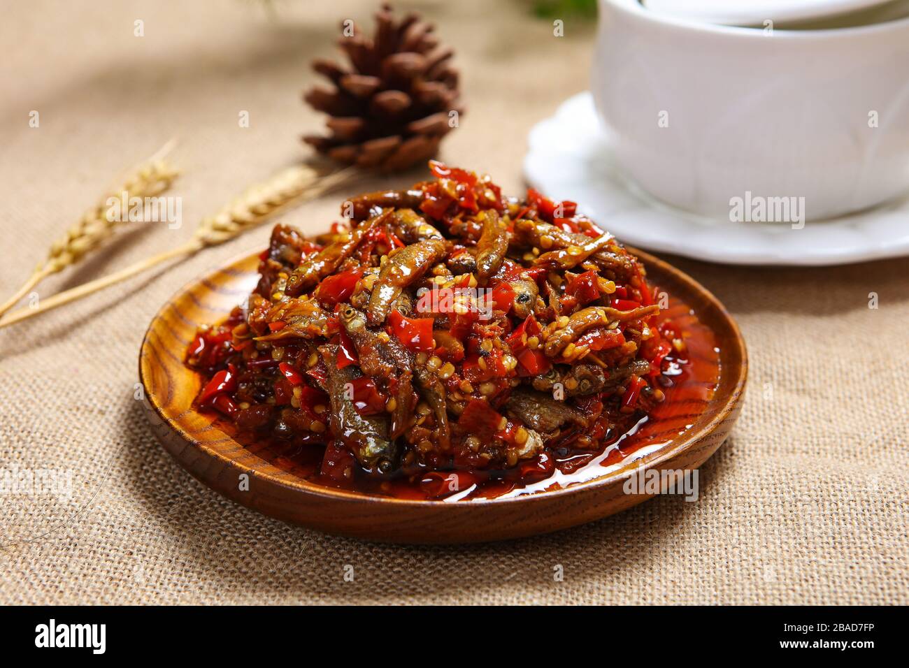 Under the food dry chilli fish Stock Photo - Alamy