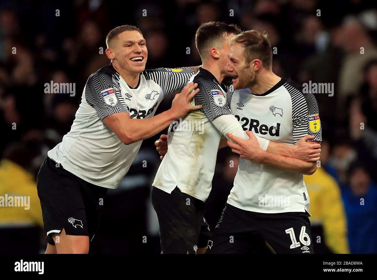 Derby County's Matt Clarke (right) celebrates scoring his side's first ...