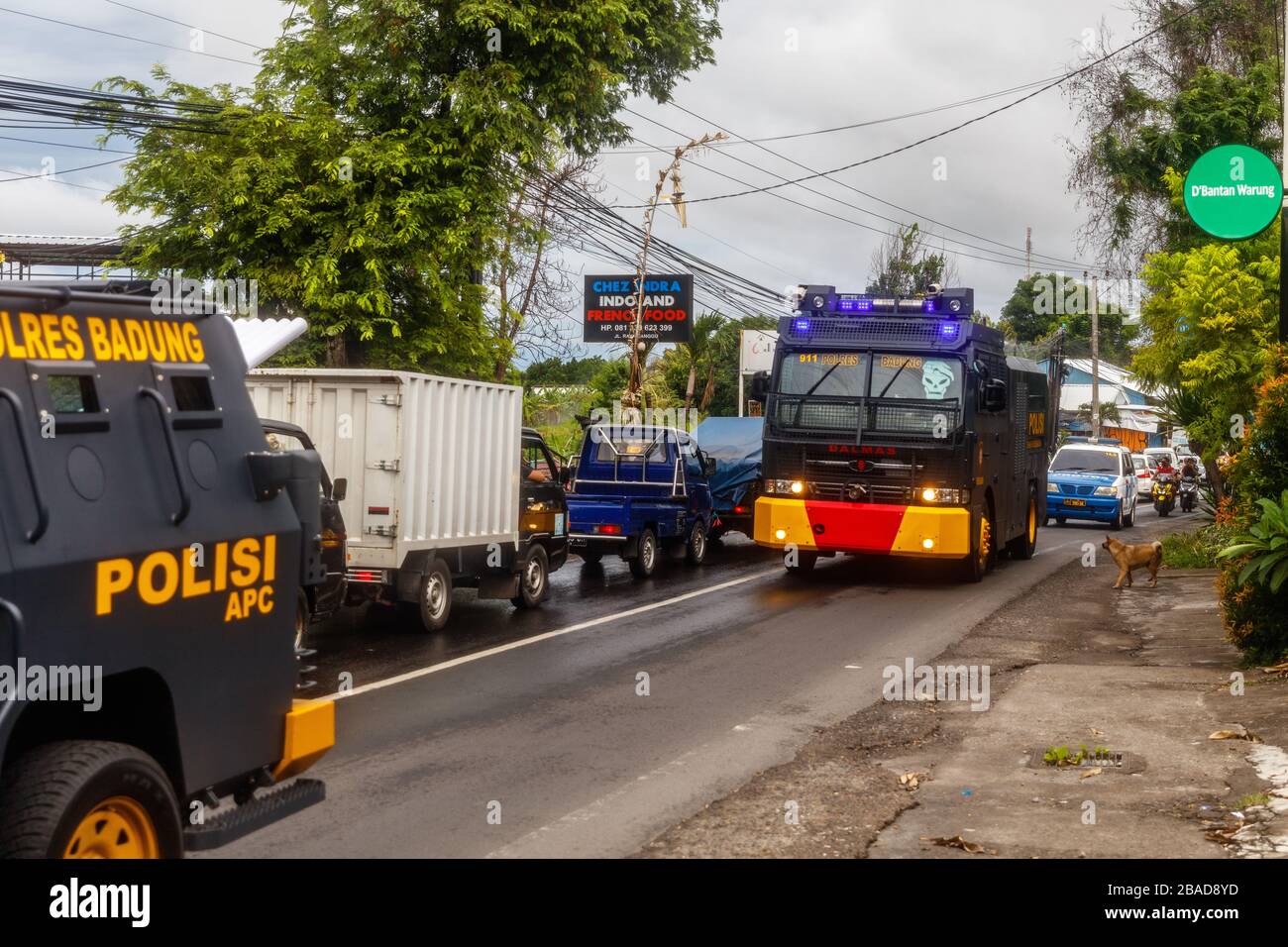 March 27, 2020. Police mobilization units cleaning the roads for ...