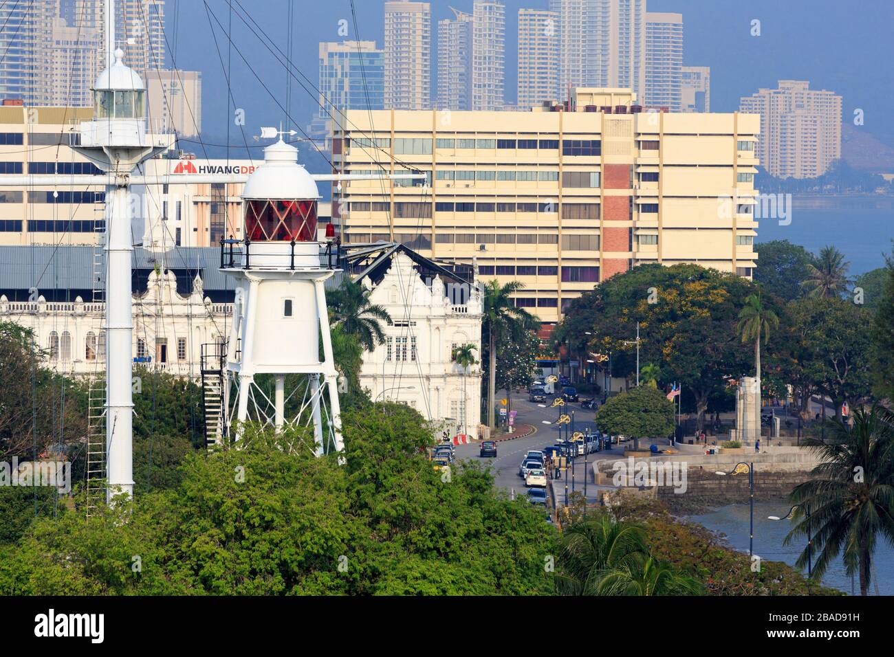 Fort Cornwallis Lighthouse & Georgetown skyline,Penang Island,Malaysia ...