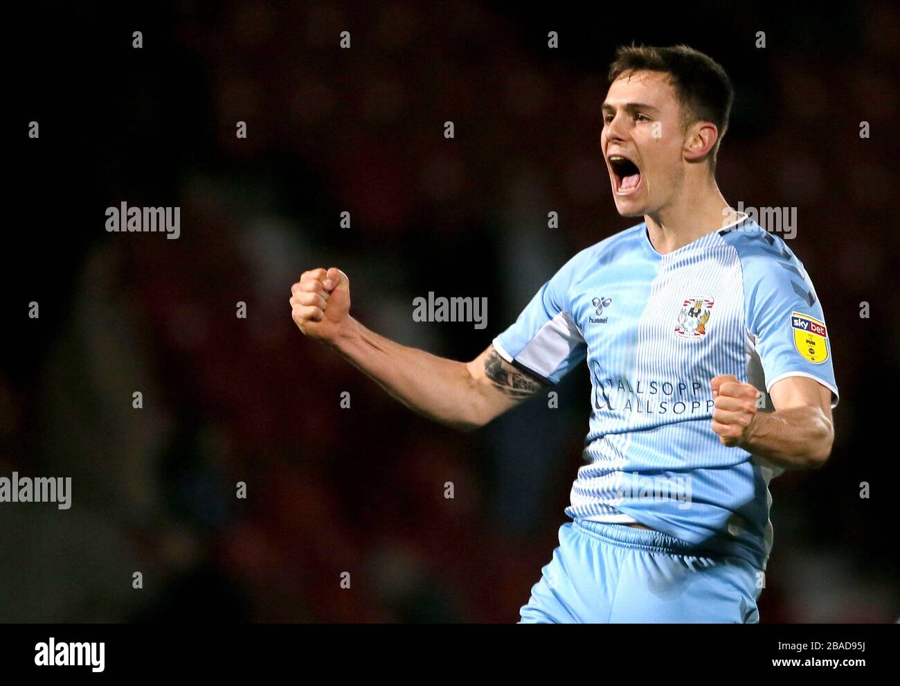 Coventry City's Michael Rose celebrates the victory at the end of the ...