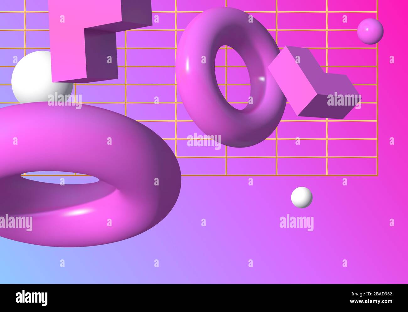3D shapes or abstract design elements falling in trendy colorful ...