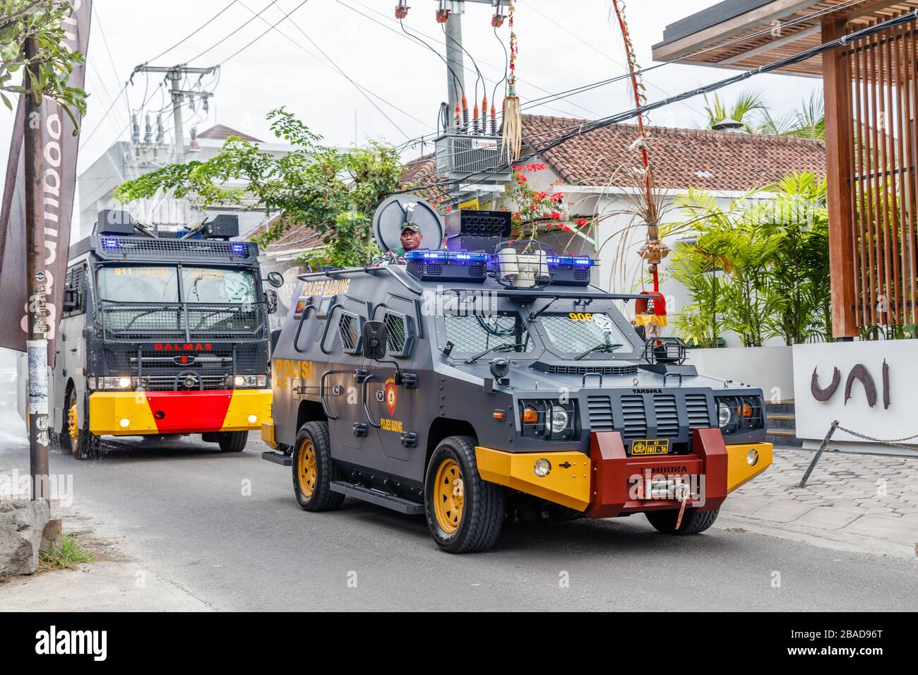 March 27, 2020. Police mobilization units cleaning the roads for ...