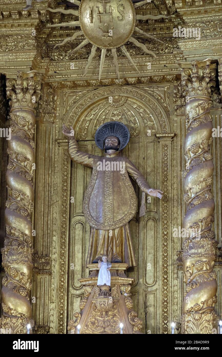 Saint Francis Xavier statue on the High altar in the Basilica Bom Jesus ...