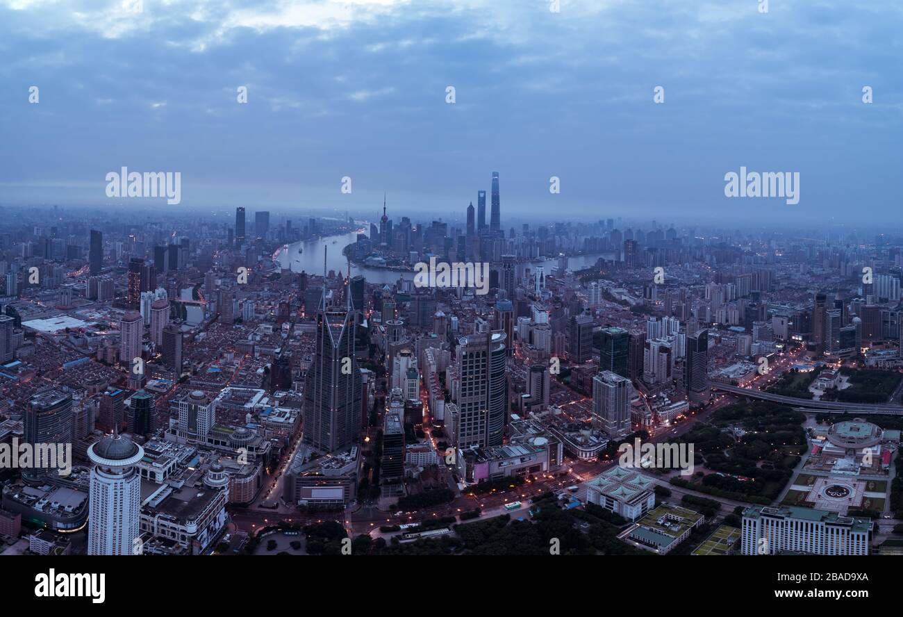 aerial view of Lujiazui, Shanghai city, at dawn Stock Photo - Alamy