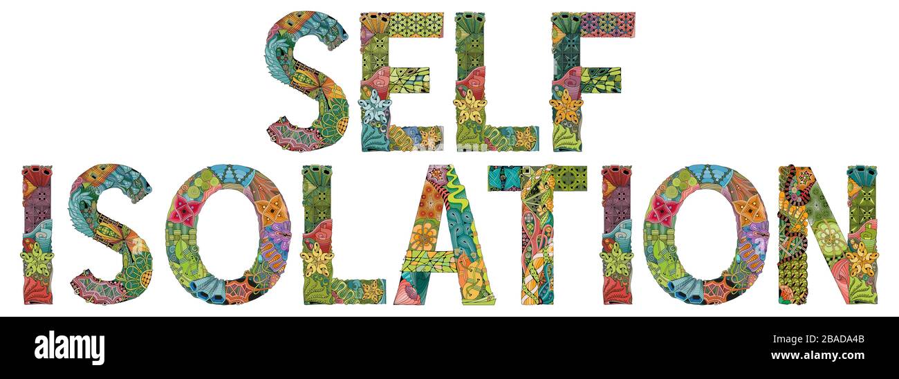 Self isolation. Vector zentangle object for decoration Stock Vector ...