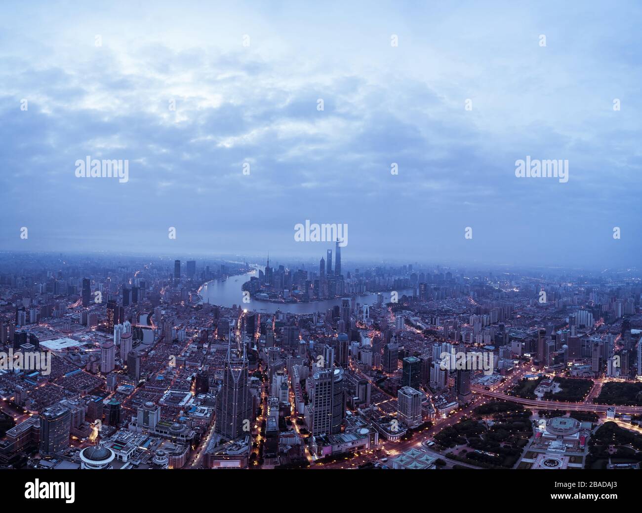 aerial view of Lujiazui, Shanghai city, at dawn Stock Photo - Alamy