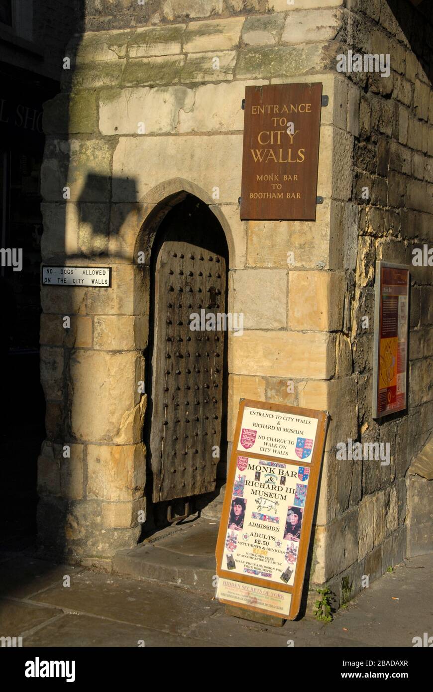 One of the narrow stone step entrances in one of the city of York ...