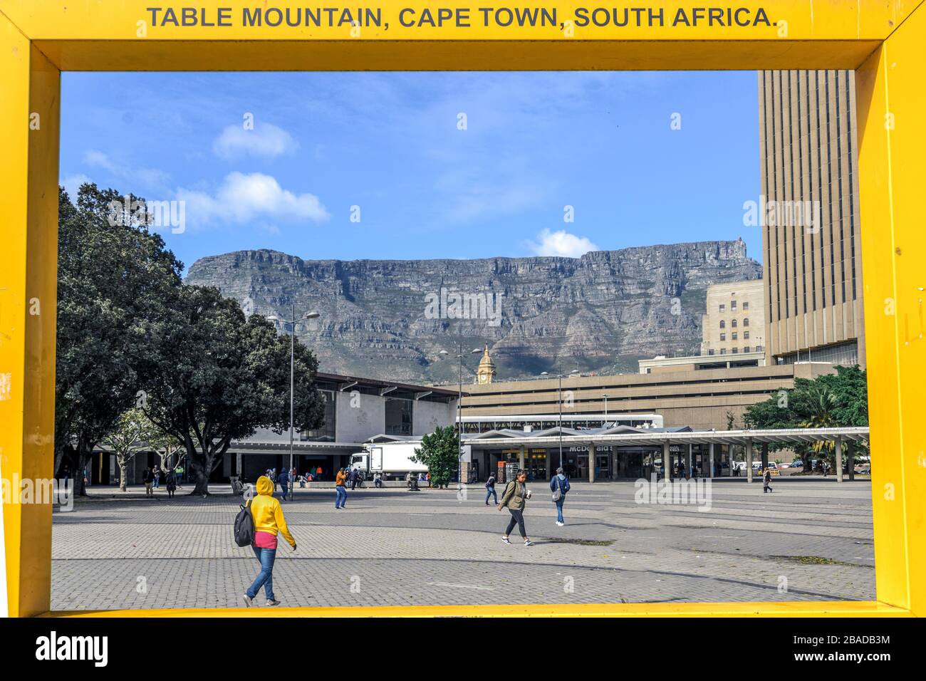 Large metal rectangle frame to photograph view of Table mountain from ...