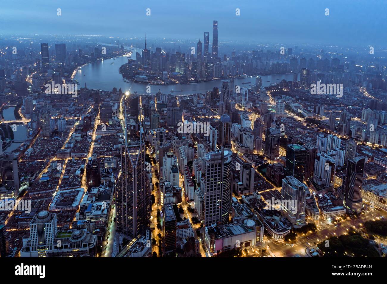 aerial view of Lujiazui, Shanghai city, at dawn Stock Photo - Alamy