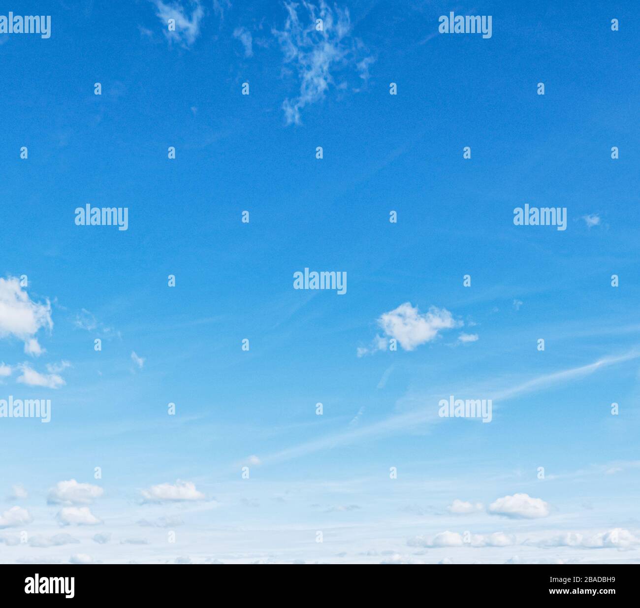 Bright blue sky with clouds, nature and environmental background Stock ...