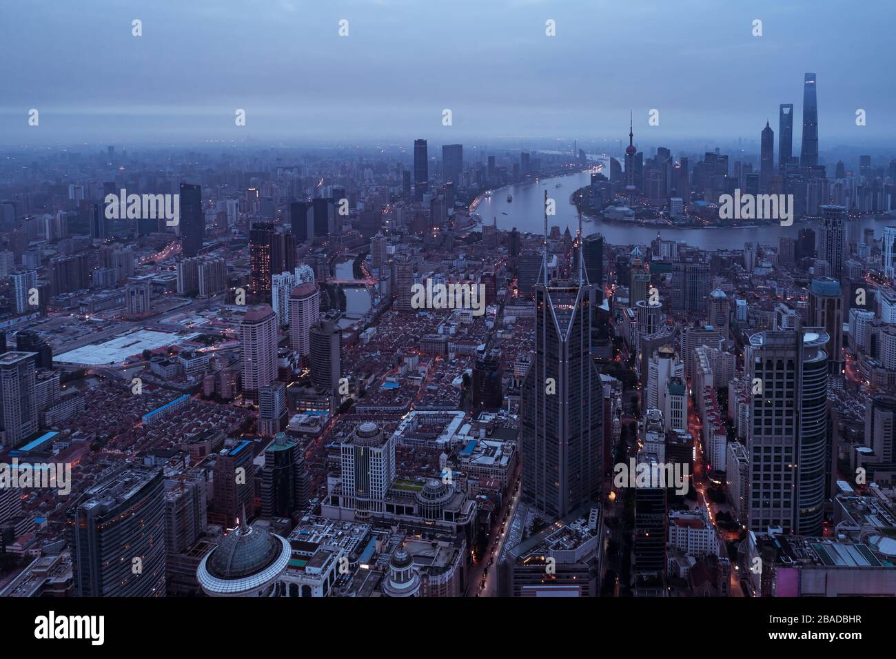 aerial view of Lujiazui, Shanghai city, at dawn Stock Photo - Alamy
