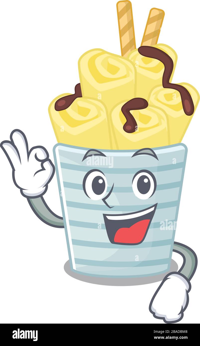 ice cream banana rolls cartoon character design style making an Okay ...