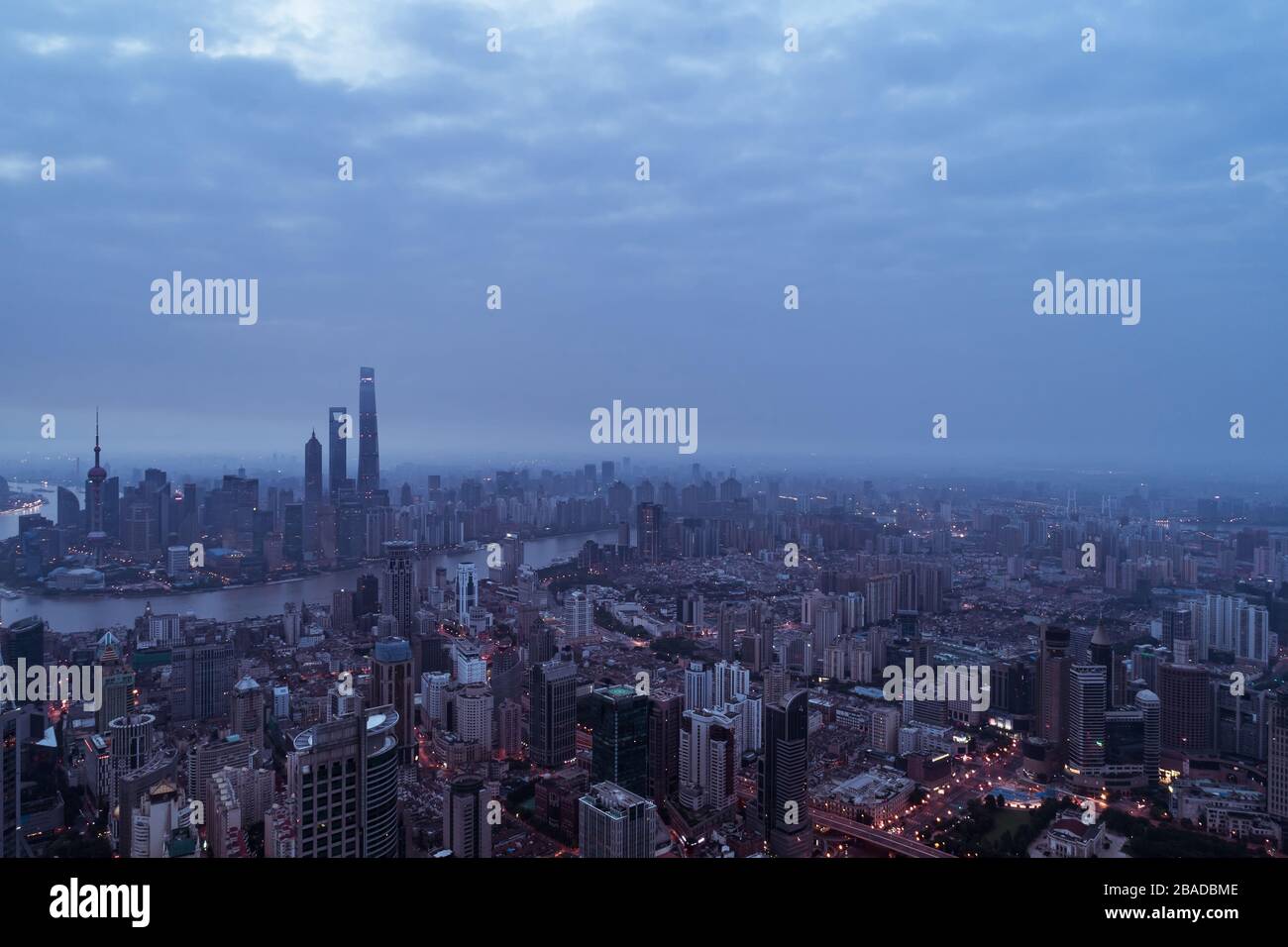 aerial view of Lujiazui, Shanghai city, at dawn Stock Photo - Alamy