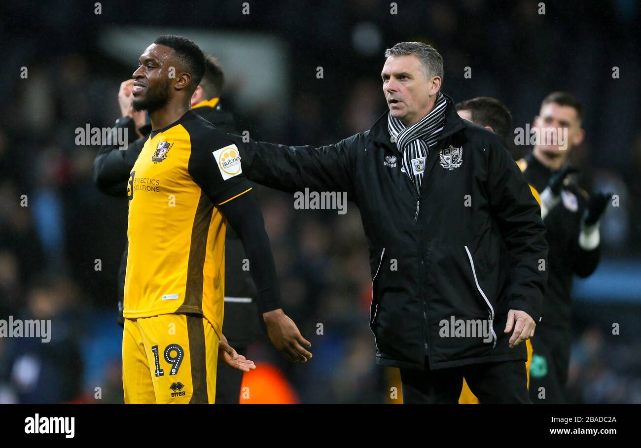 Port Vale's David Amoo (left) and Port Vale Manager John Askey Stock ...