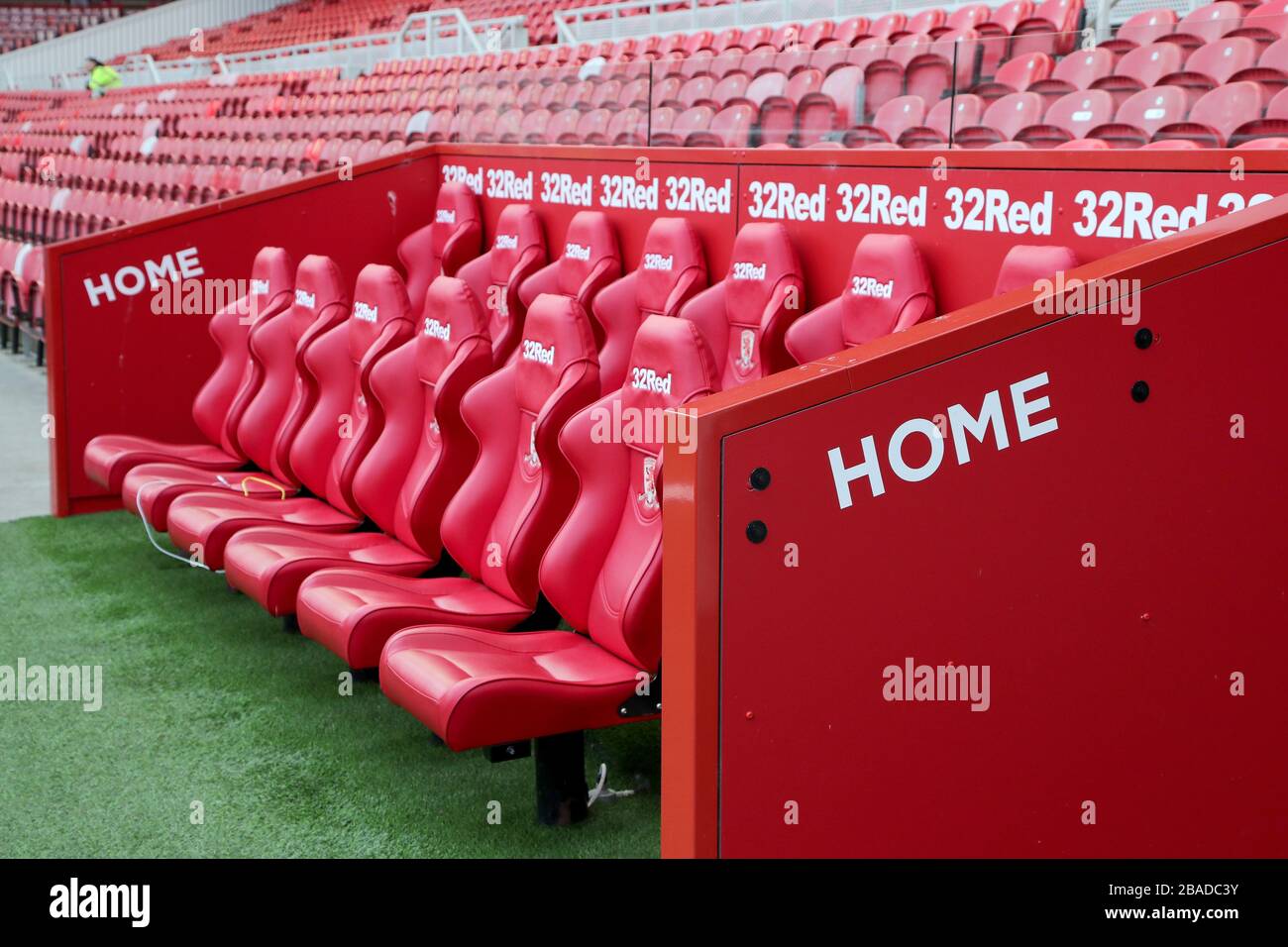 Home team dug out at Middlesbrough's Riverside Stadium before the game ...