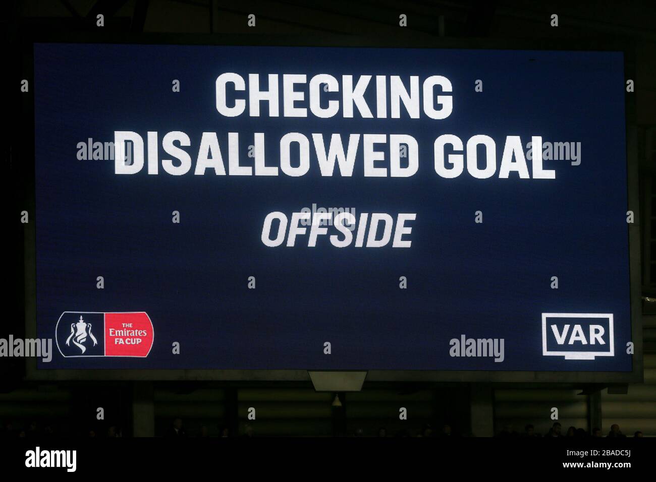 A VAR decision is displayed on the screens Stock Photo - Alamy