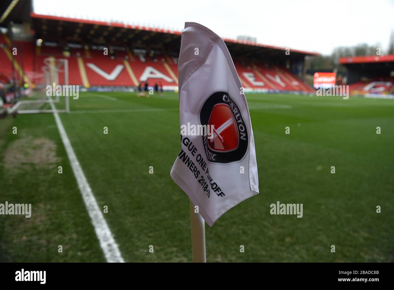 A general view of the pitch and corner flag prior to kick-off Stock ...