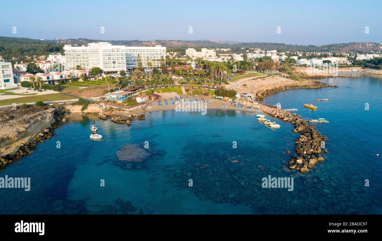 Aerial bird's eye view of Green bay in Protaras, Paralimni, Famagusta ...