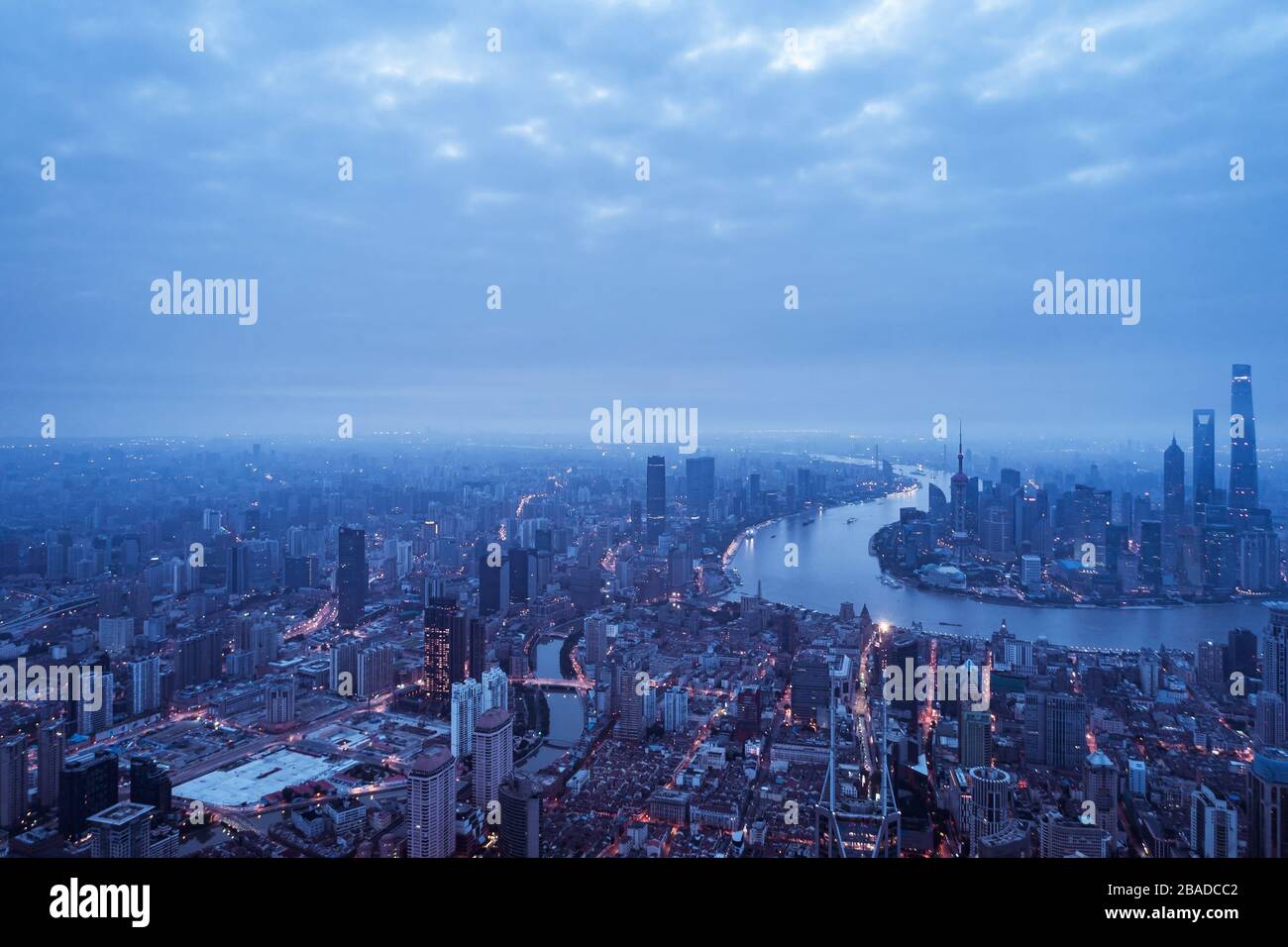 aerial view of Lujiazui, Shanghai city, at dawn Stock Photo - Alamy