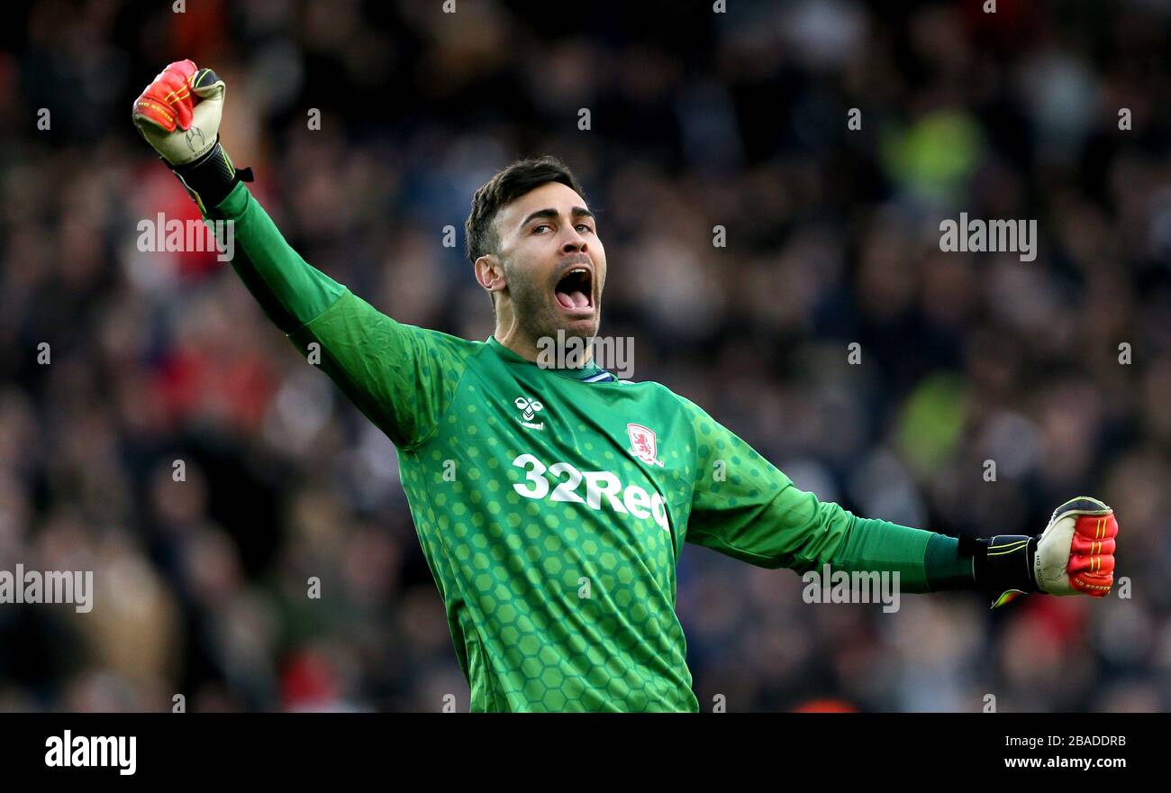 Middlesbrough goalkeeper Tomas Mejias celebrates Stock Photo - Alamy