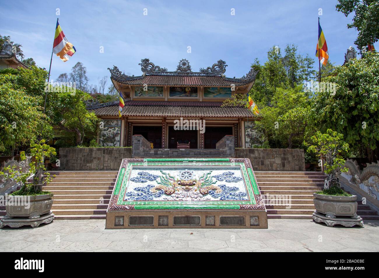 White Buddha Statue at Long Son Pagoda in sunny day at Nha Trang ...