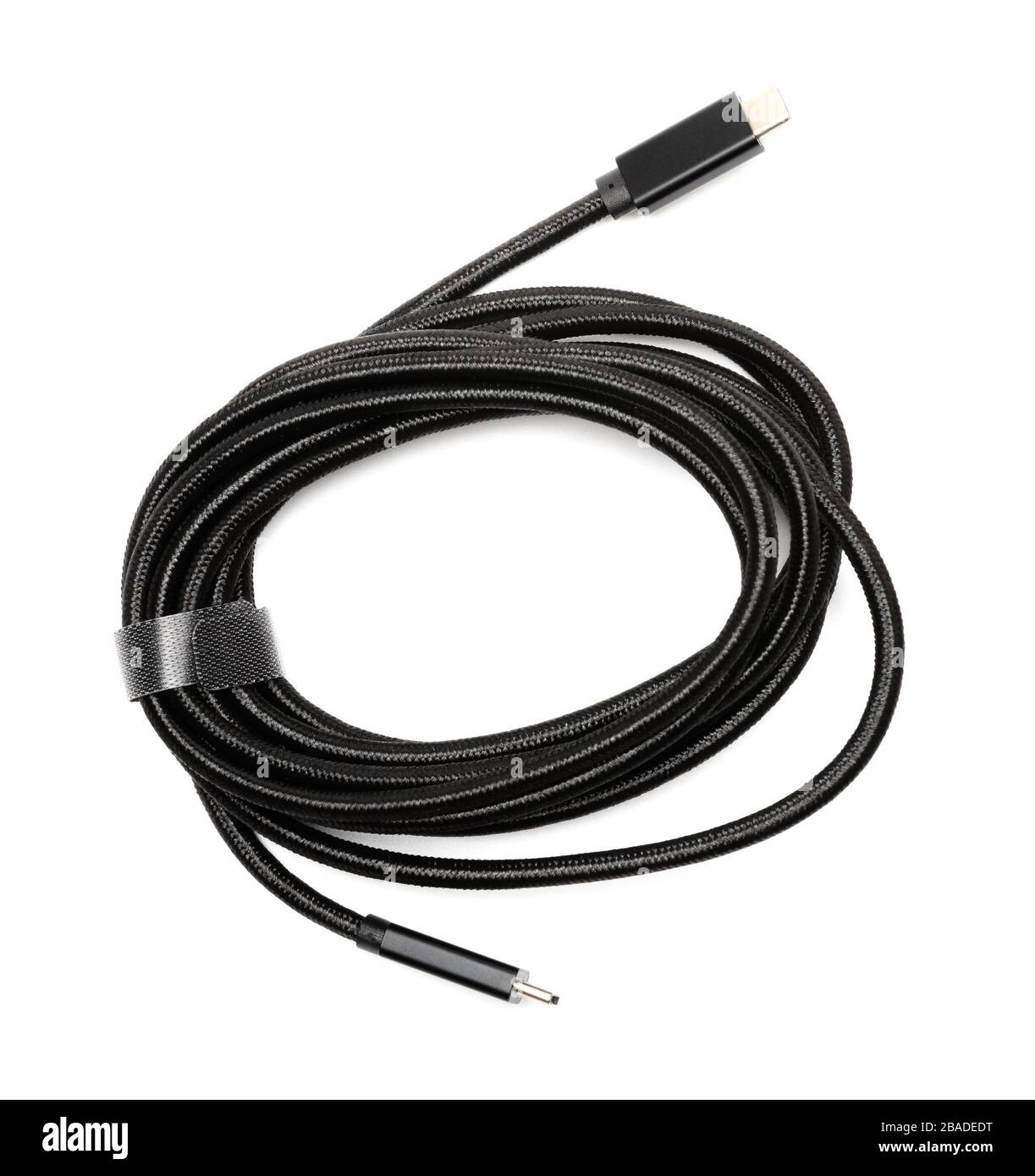 top view black type C cable on a white background Stock Photo - Alamy