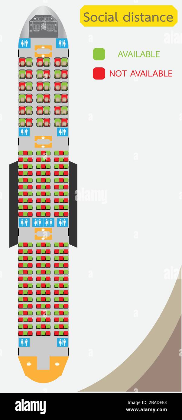 social distance on Airplane transportation seat map Stock Vector Image ...