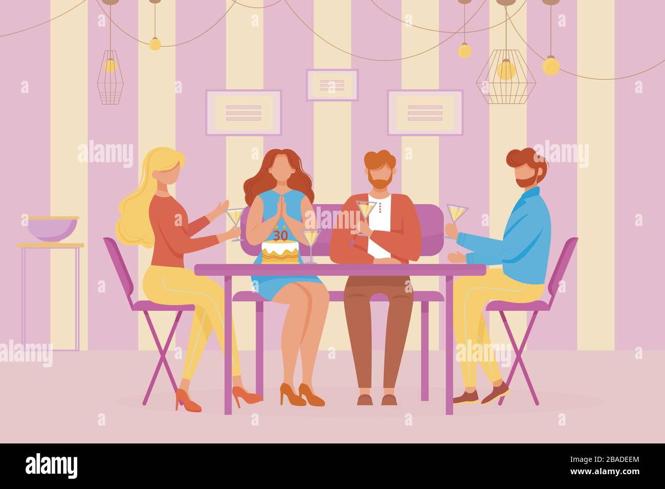 Birthday celebration flat vector illustration Stock Vector Image & Art ...