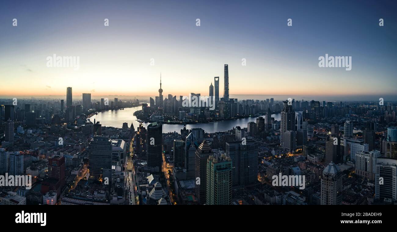 aerial view of Lujiazui, Shanghai city, at dawn Stock Photo - Alamy
