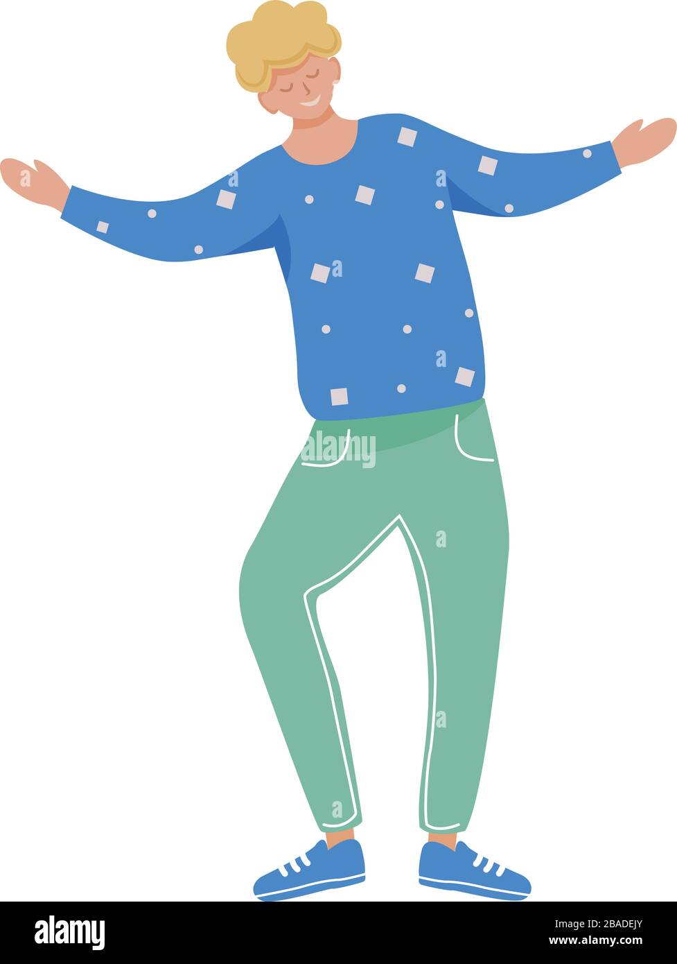 Cheerful young man flat vector illustration Stock Vector Image & Art ...