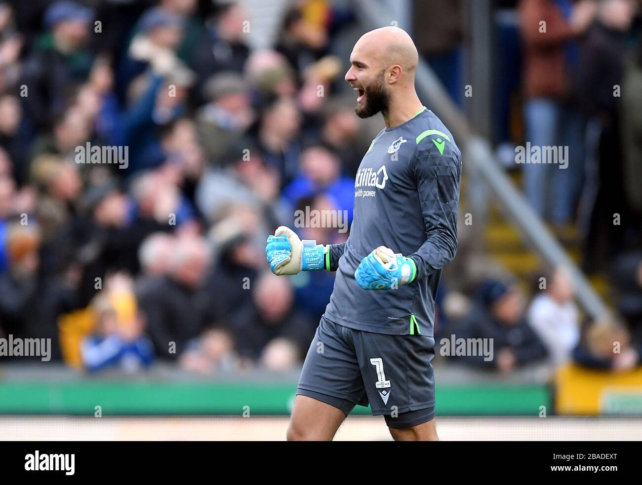 Bristol Rovers goalkeeper Jordi van Stappershoef celebrates his side's ...