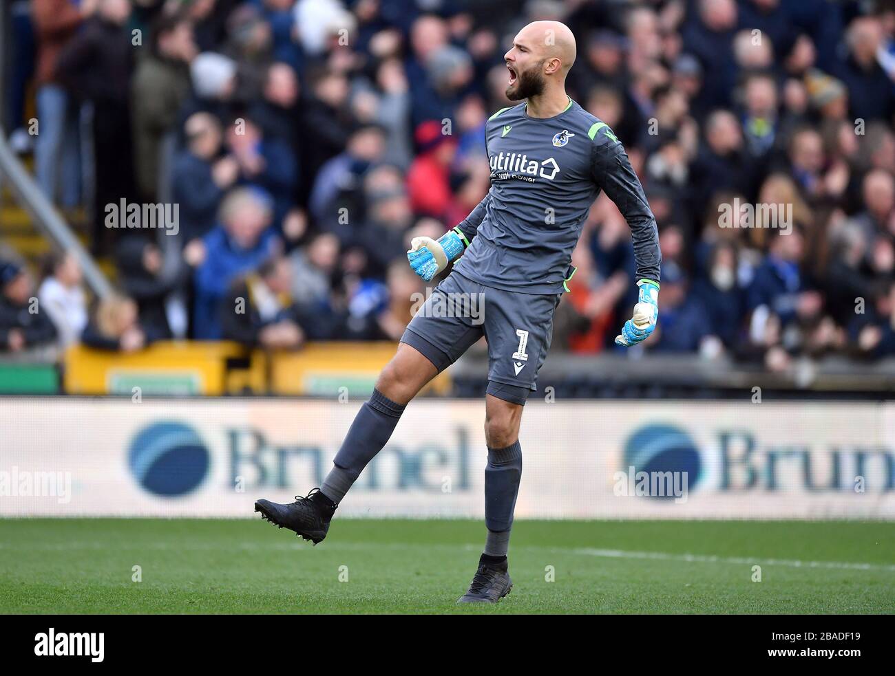 Bristol Rovers goalkeeper Jordi van Stappershoef celebrates his side's ...