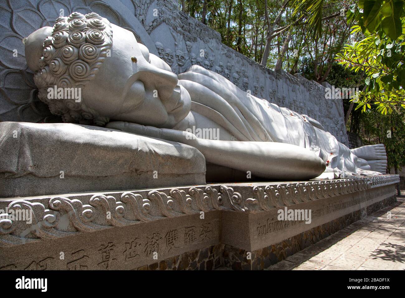 White Buddha Statue at Long Son Pagoda in sunny day at Nha Trang ...