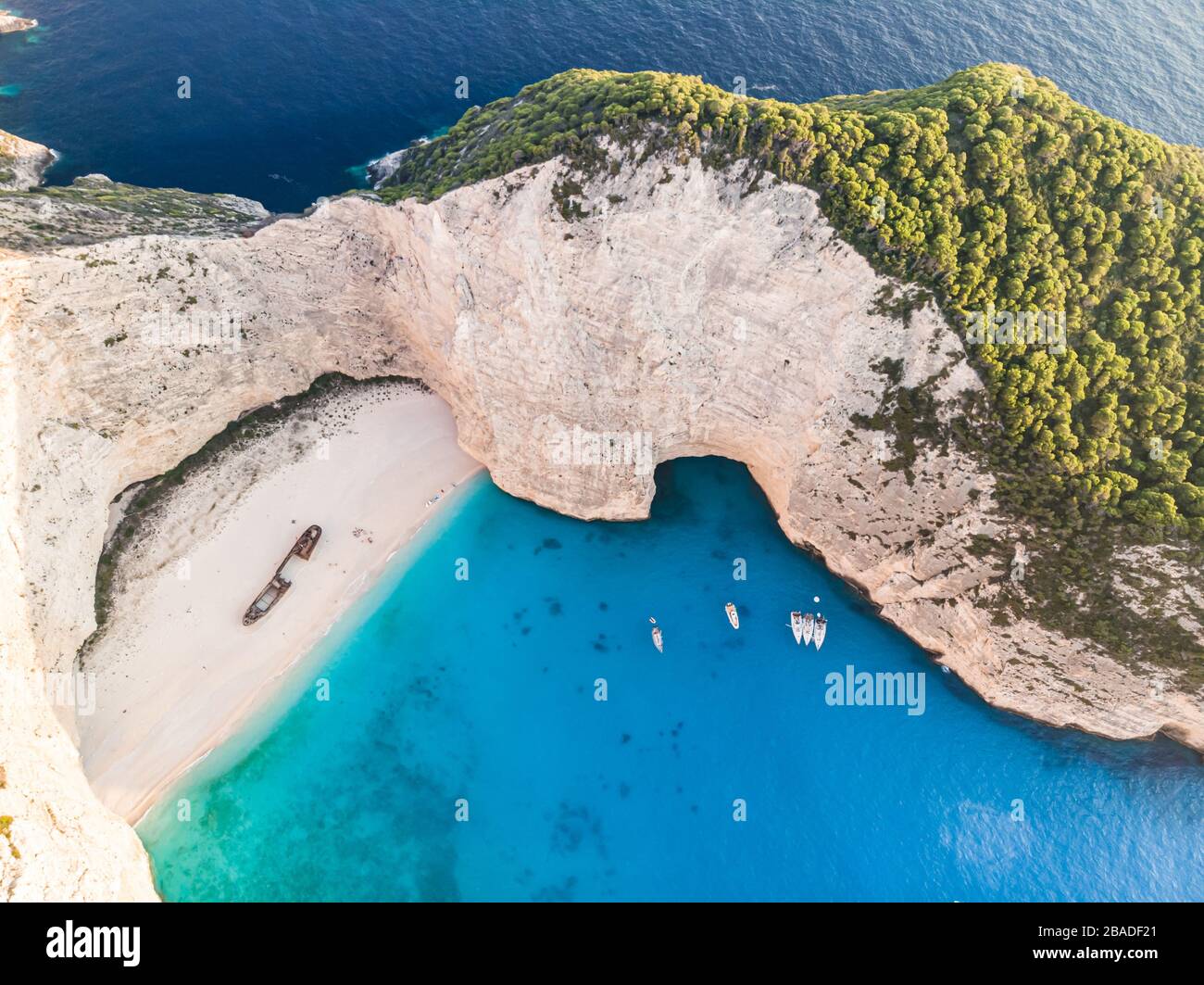 Aerial view of "Navagio" beach in Zakynthos Greece Stock Photo - Alamy