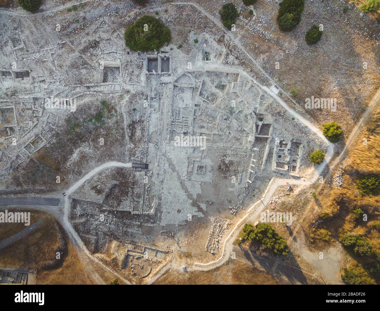 Aerial view of Amathounta ruins and columns at ancient greek roman ...