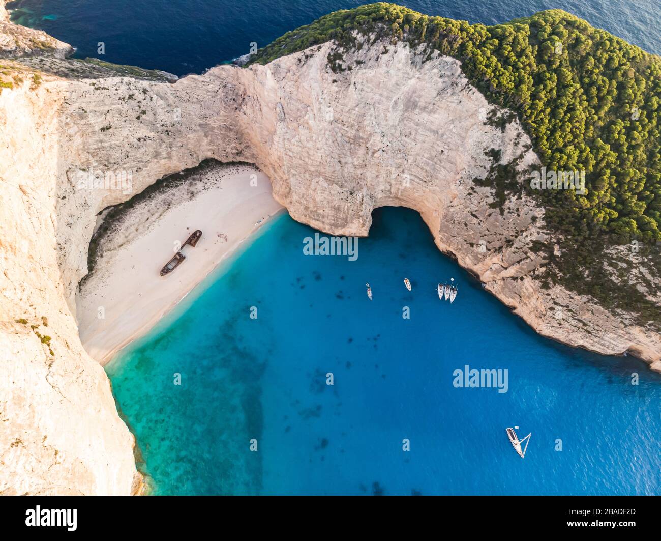 Aerial view of "Navagio" beach in Zakynthos Greece Stock Photo - Alamy