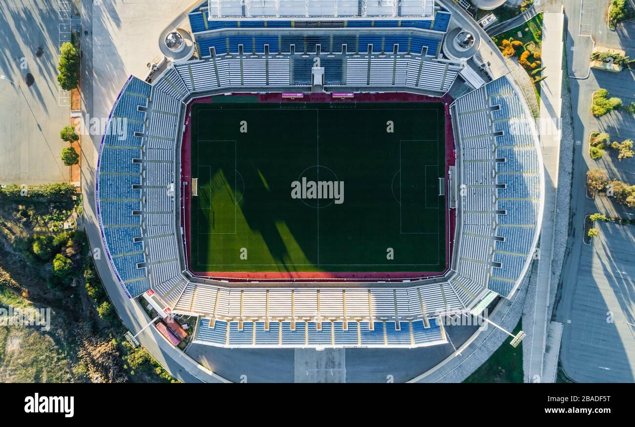 Aerial bird's eye view of GSP football stadium at Latsia, Nicosia ...