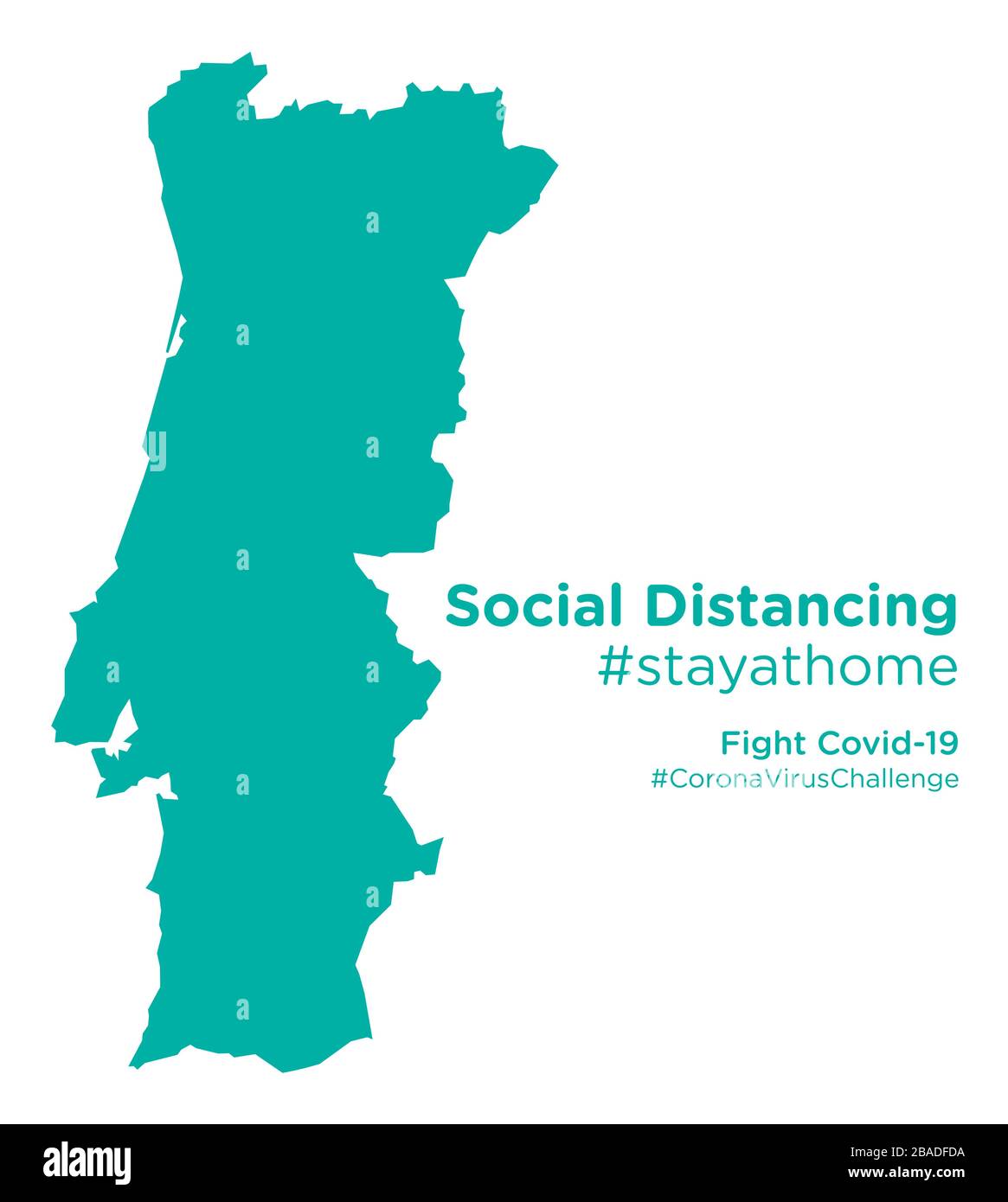 Portugal map with Social Distancing stayathome tag Stock Vector Image ...