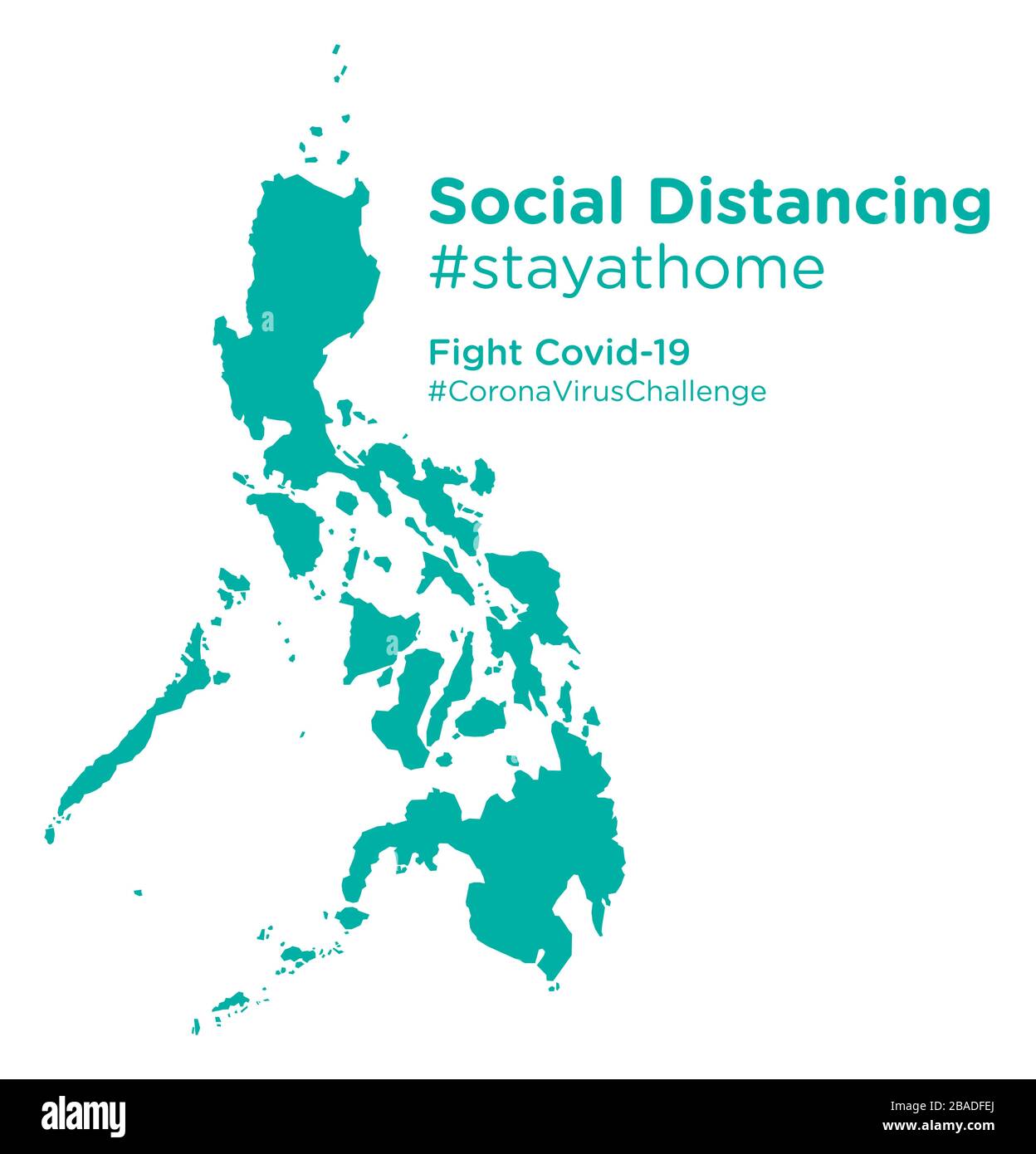 Philippines map with Social Distancing stayathome tag Stock Vector ...