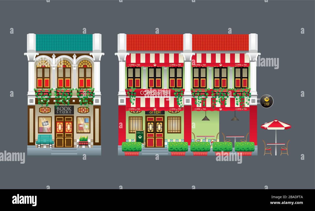 Double storey colorful and historical colonial style shophouse Stock ...