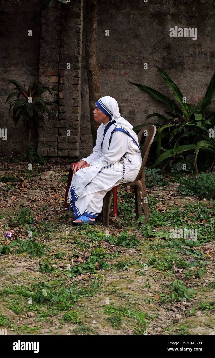 Missionaries of Charity - Mother Teresa nun in Kumrokhali, West Bengal ...