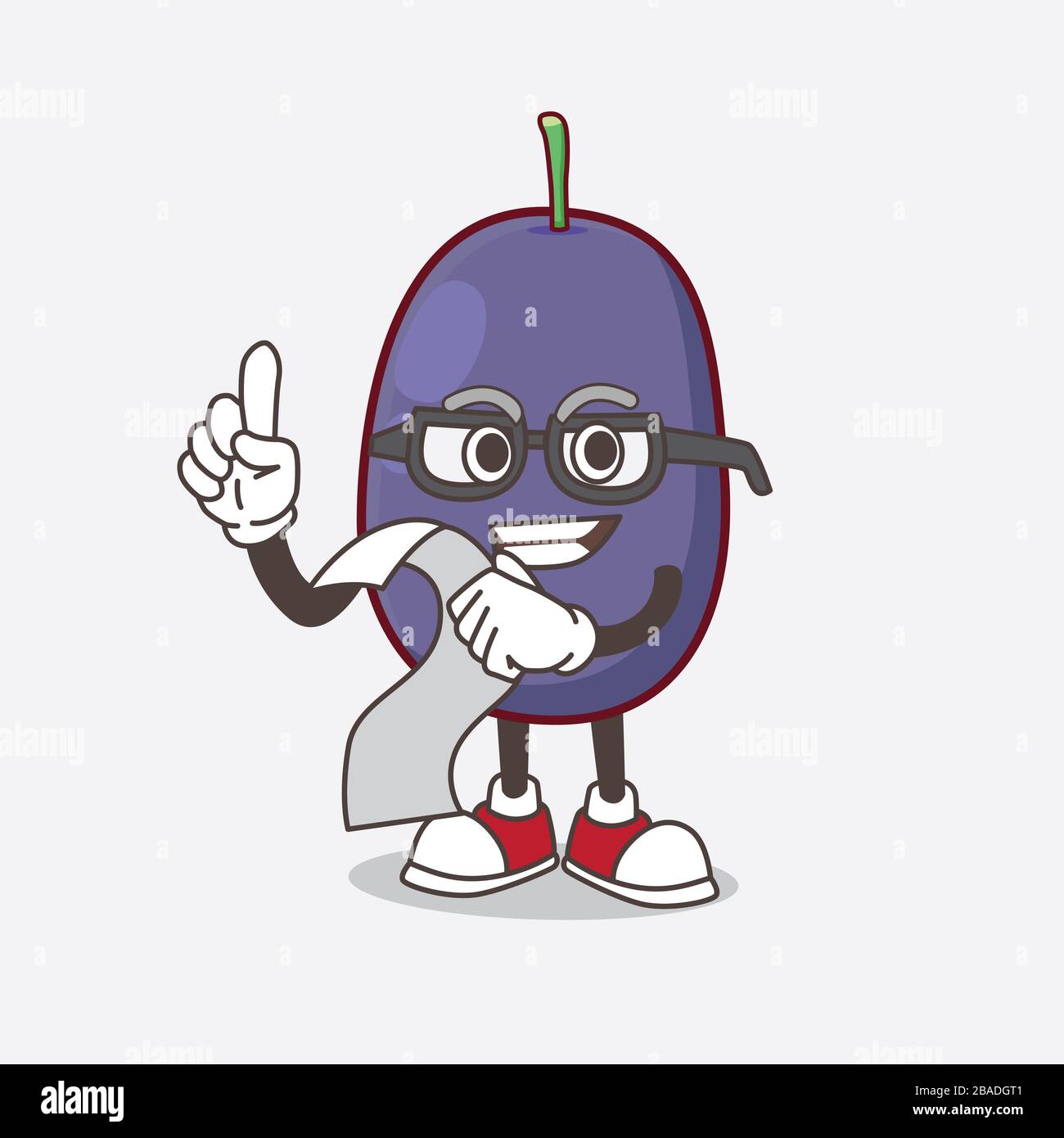A picture of Java Plum cartoon mascot character holding a menu Stock ...